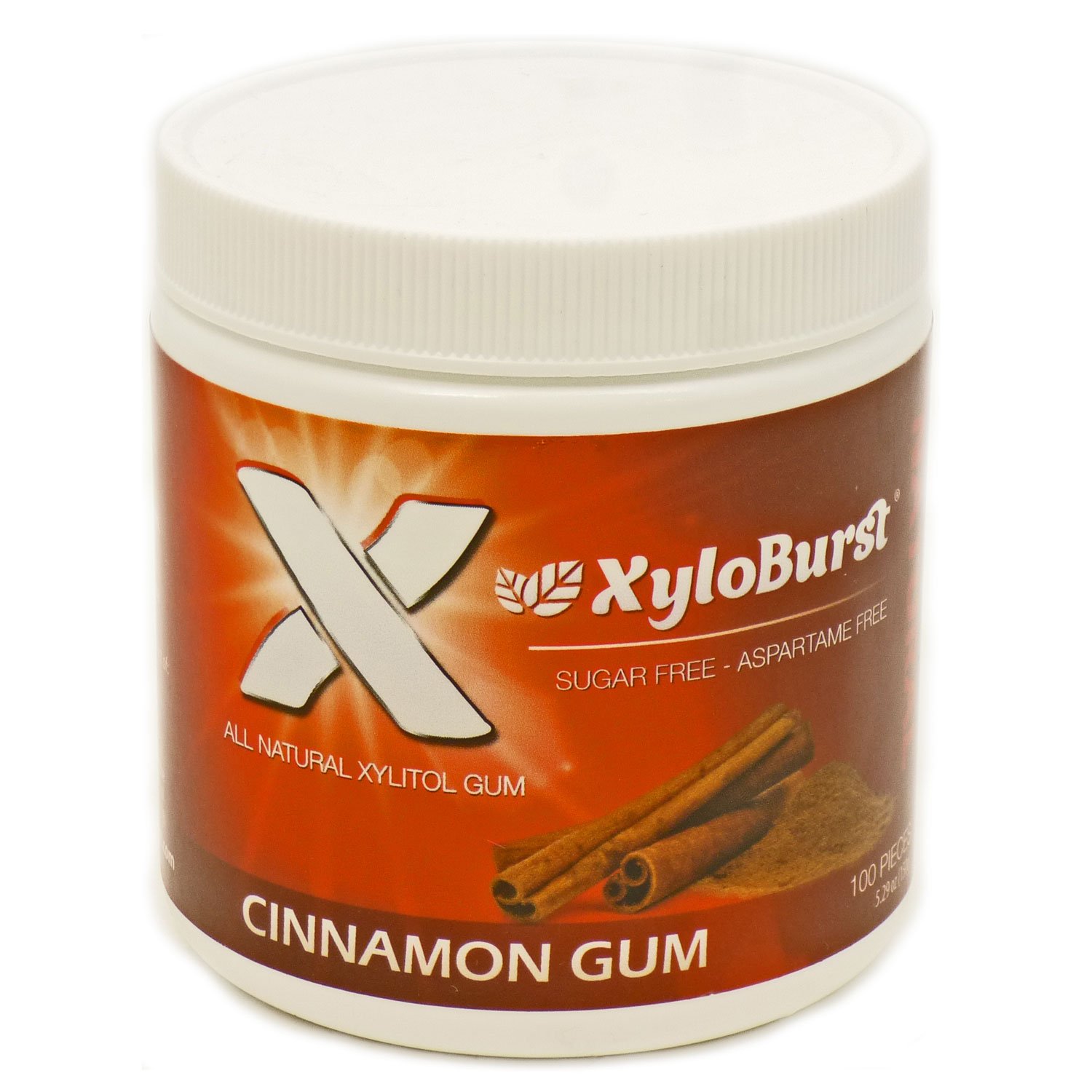 XyloBurst Sugar Free Xylitol Chewing Gum Jar Cinnamon 100 Pieces XyloBurst Sugar Free Xylitol Chewing Gum Jar Cinnamon 100 Pieces