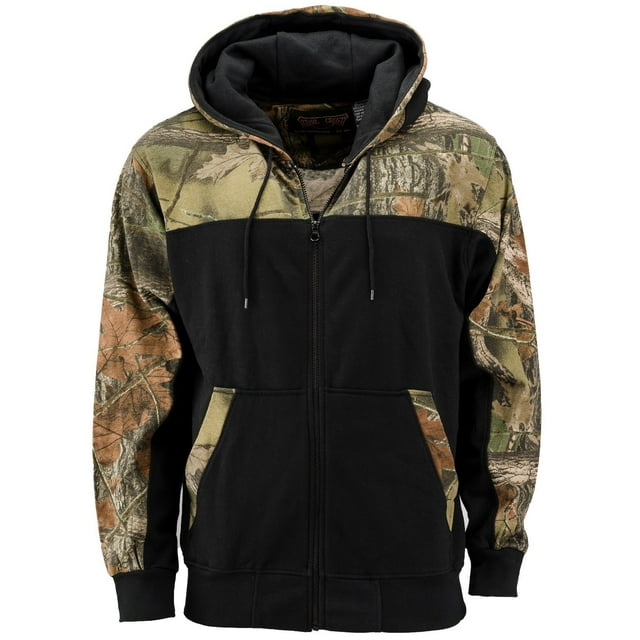 Mens Full Zip CAMO/ BLACK & CAMO Hoodie SWEATSHIRT JACKET Hunting ...