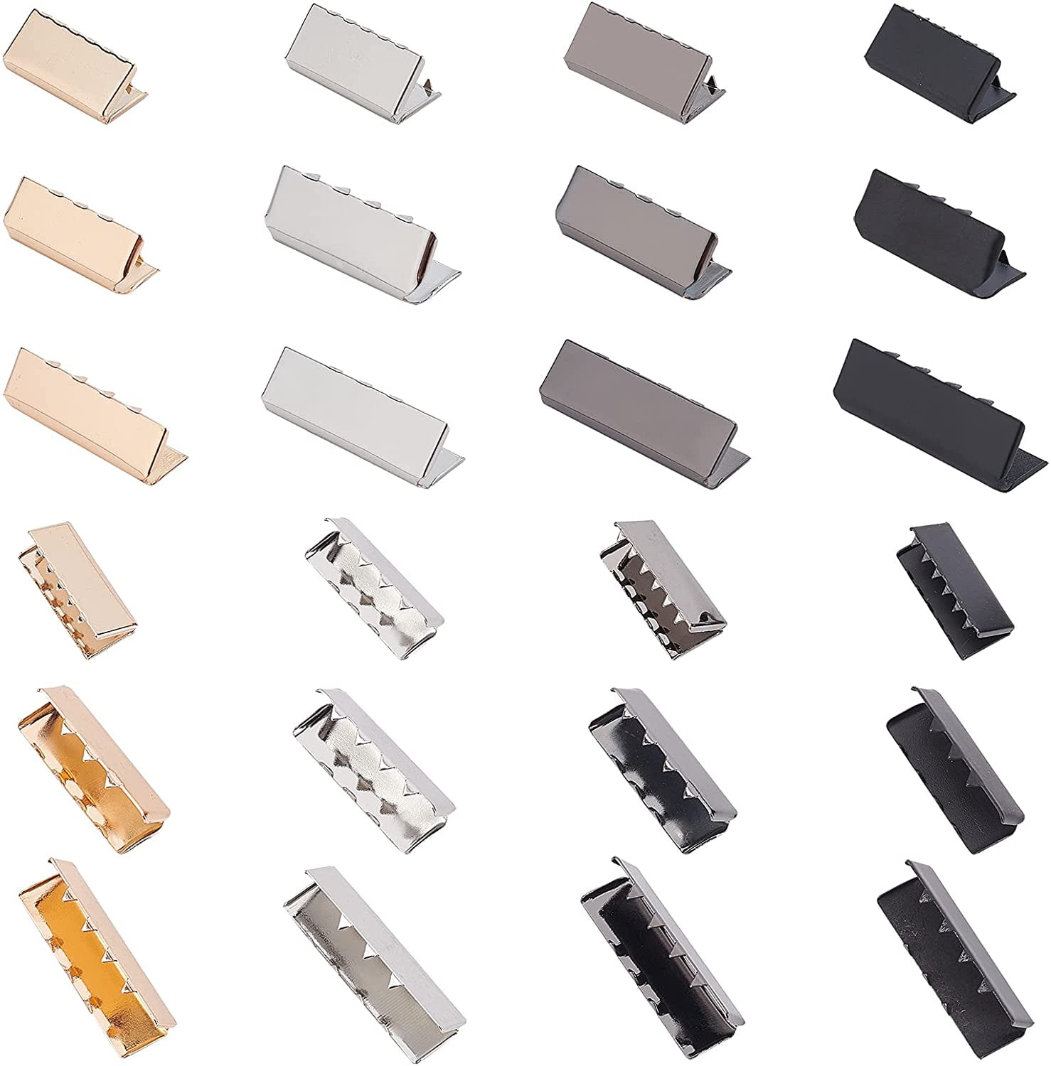 4 Colors Brass Ribbon Crimp Ends Belt Buckle End Tip Ribbon Crimp Ends ...