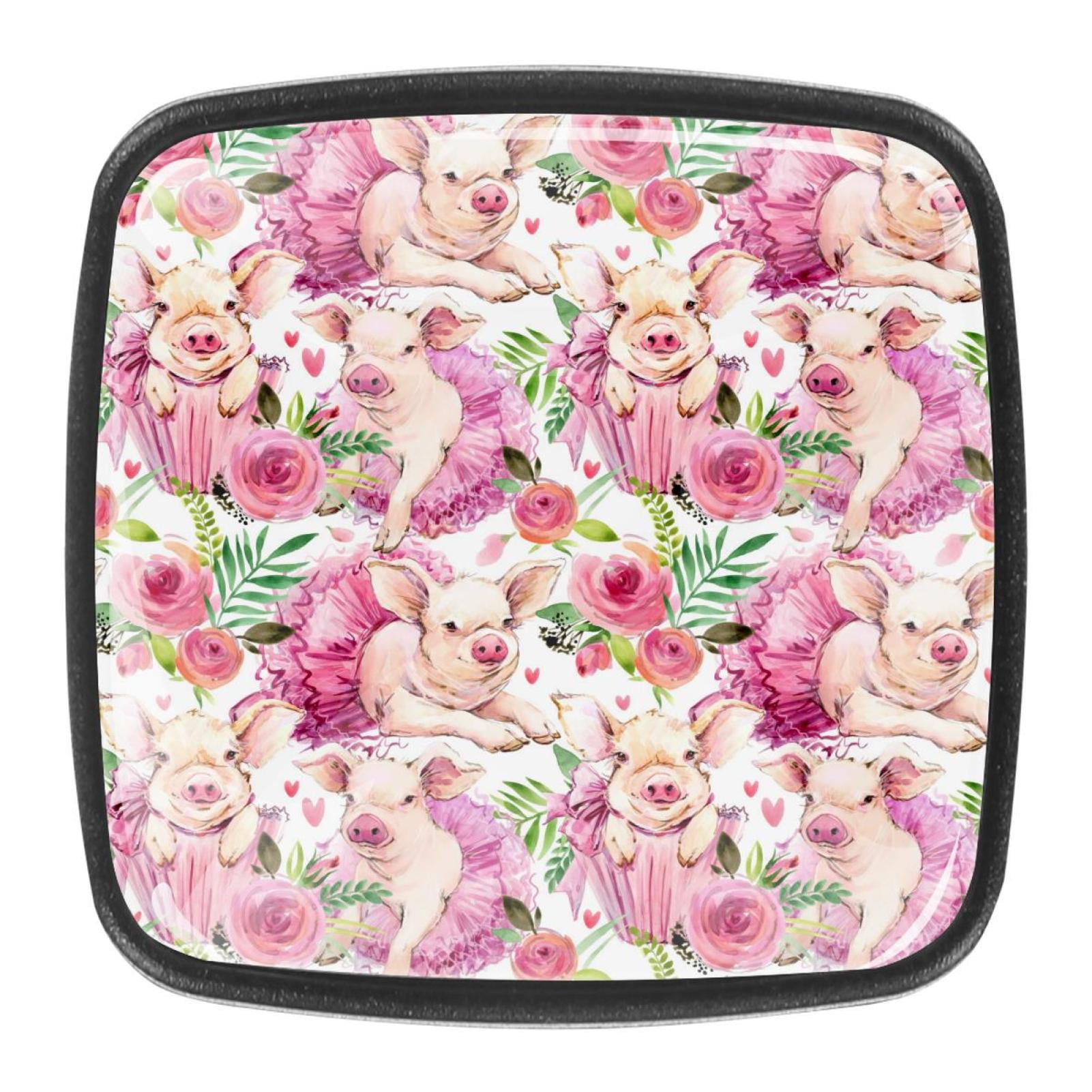 4 Pcs Square Cabinet Handle Cupboard Knob Drawer Pulls Handle Cute Pig ...