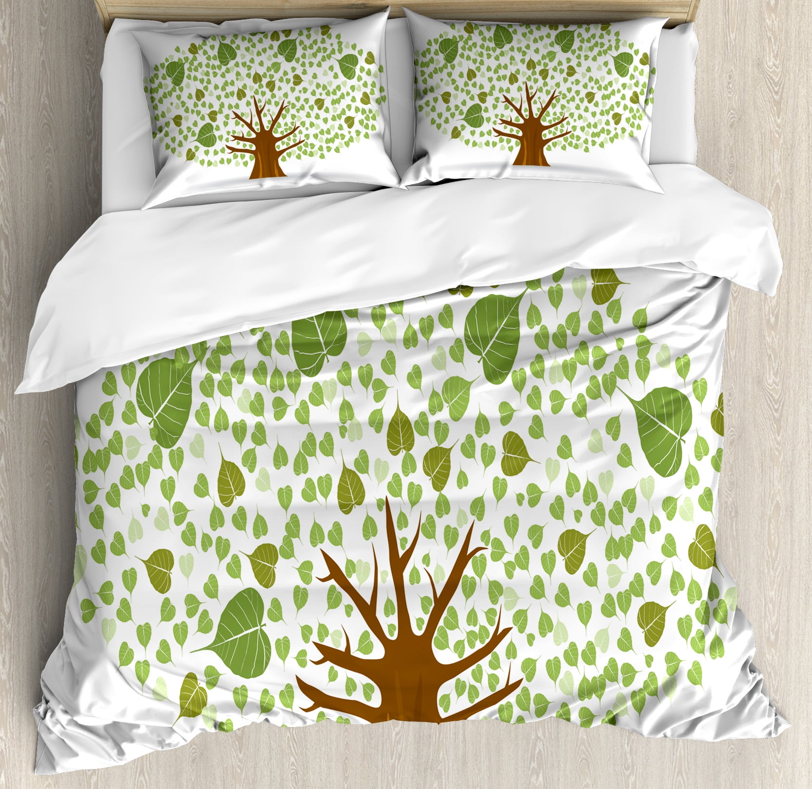 Tree Queen Size Duvet Cover Set, Sacred Fig Bodhi Tree Illustration ...