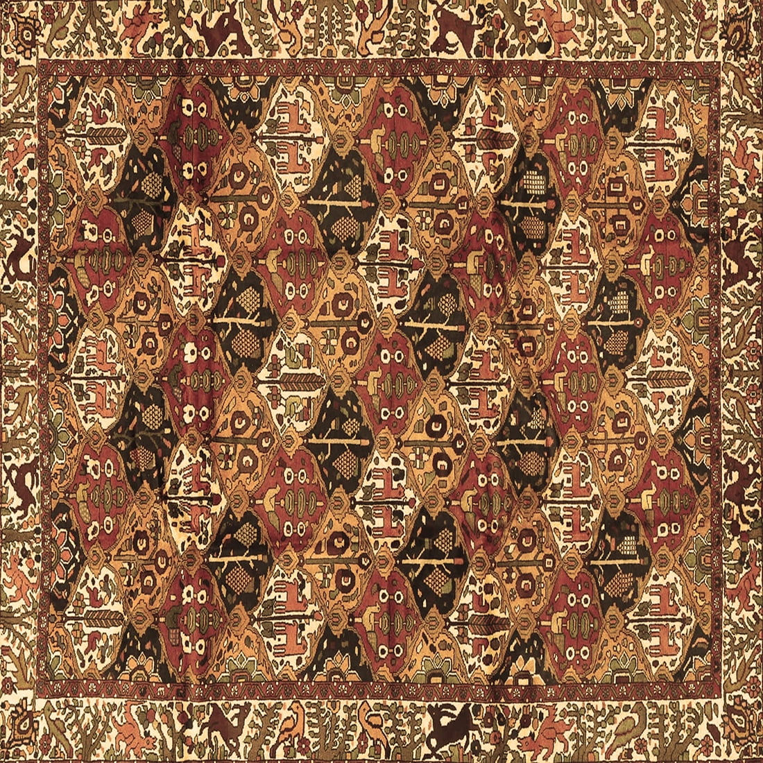 Ahgly Company Indoor Square Persian Brown Traditional Area Rugs, 6 ...