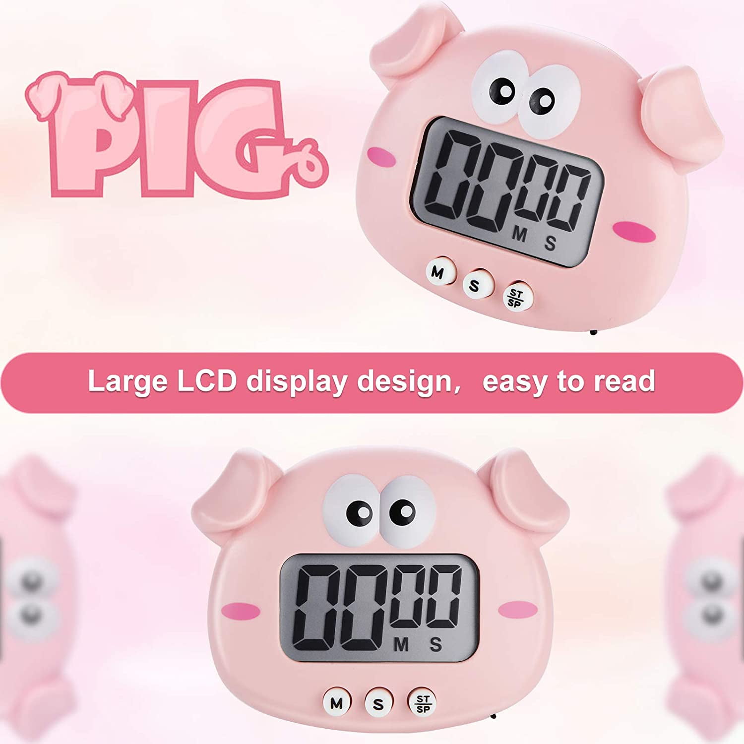 2 Pieces Kids Kitchen Timer Magnetic Animal Digital Countdown Timer ...