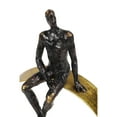 DecMode Black Polystone People Sculpture with Iron Base, Minimalistic ...