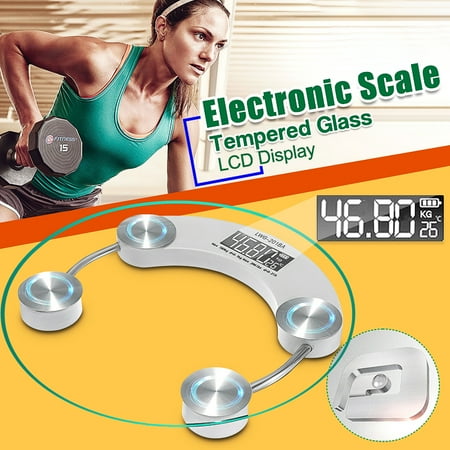 180KG Digital Body Scale LCD Glass Weight Fat Scales Round Digital ...