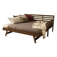 Pemberly Row Boho Wood Daybed/Pop Up Bed in Walnut Brown with Black ...