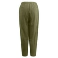 Womens Cotton Linen Pants Elastic High Waisted Sweatpants Joggers ...