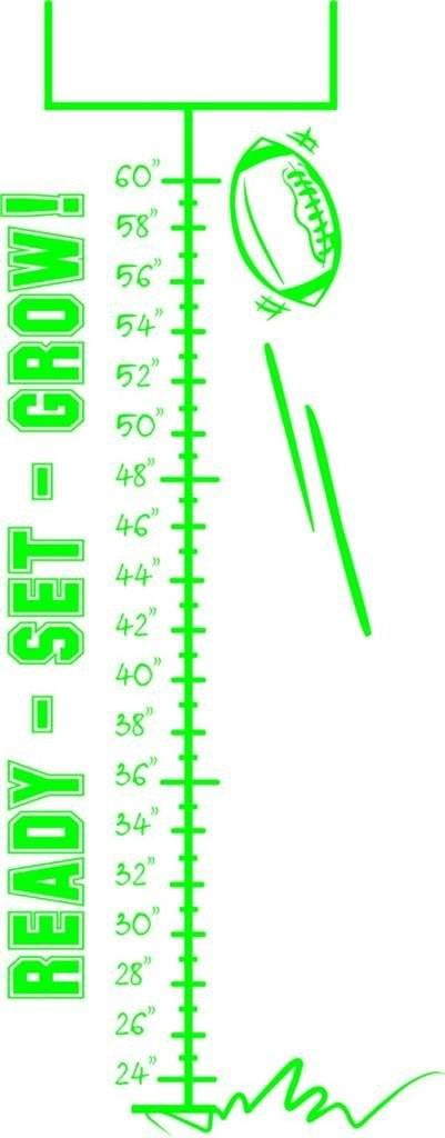 Custom Wall Decal Football Growth Chart - Kids Bed Room 22"X38 ...