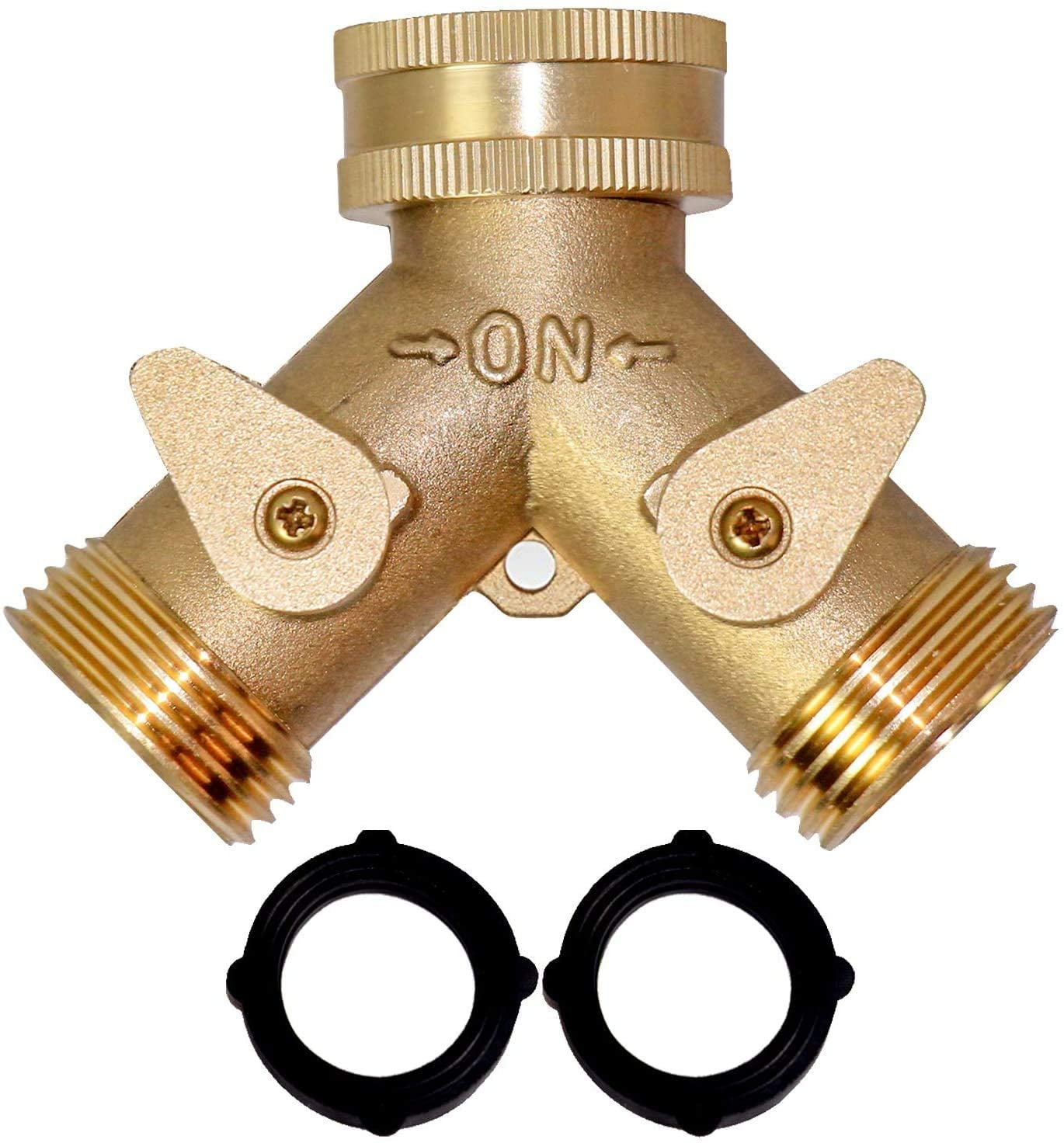 2 Way Heavy Duty Brass Garden Hose Connector Tap Splitter for Lawn and ...