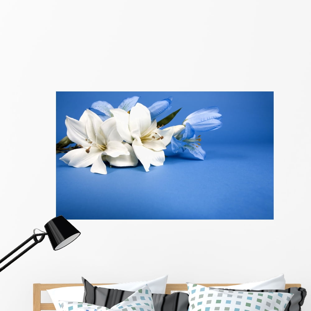 White Artificial Lilly Flower Wall Mural by Wallmonkeys Peel and Stick ...