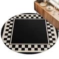 Black Square 3.3' Round Rug for Bedroom Reading Corner, Graphic Retro ...