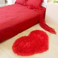 YJ.GWL Fluffy Heart Shaped Rug, Faux Fur Sheepskin Carpet, 12x16, Red ...