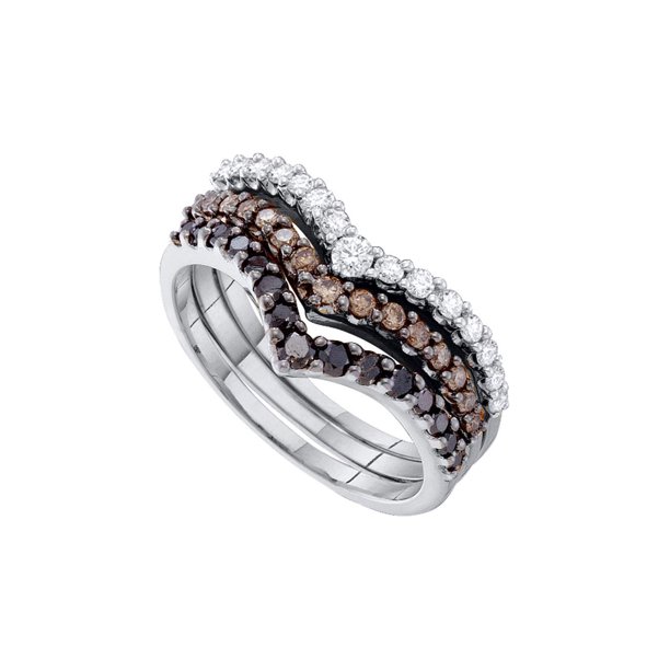 Fb Jewels 14kt White Gold Womens Round Black Color Enhanced Diamond