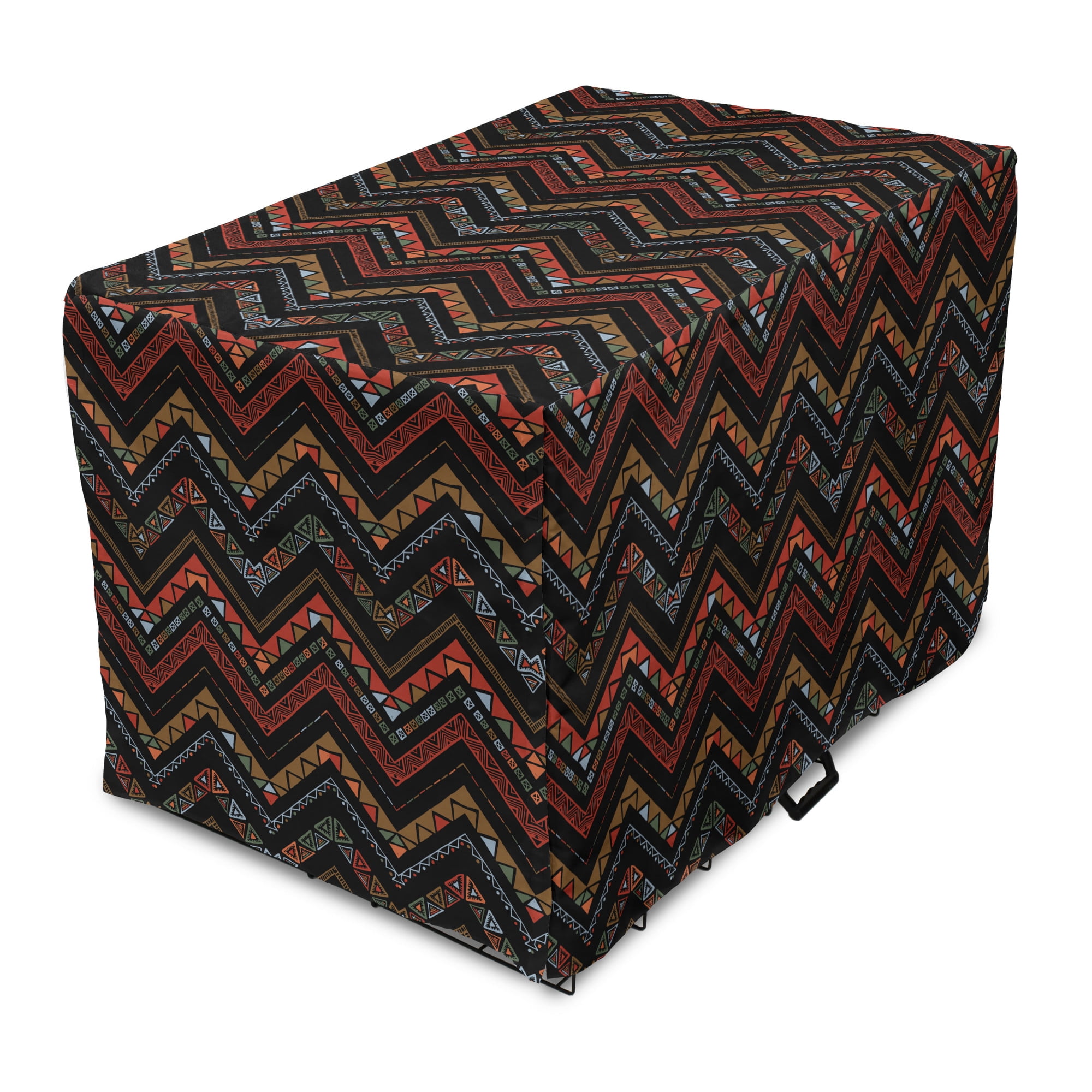 Aztec Dog Crate Cover, Ethnical Zigzag Chevron Print in Earthy Tones ...