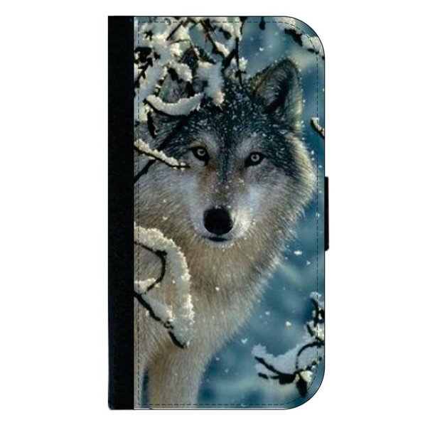 Wolf in the Snow - Wallet Style Cell Phone Case with 2 Card Slots and a ...