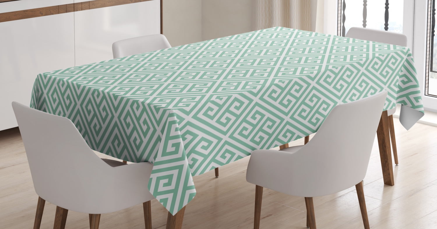 Ambesonne Greek Tablecloth Rectangular Table Cover, Labyrinth Checkered ...