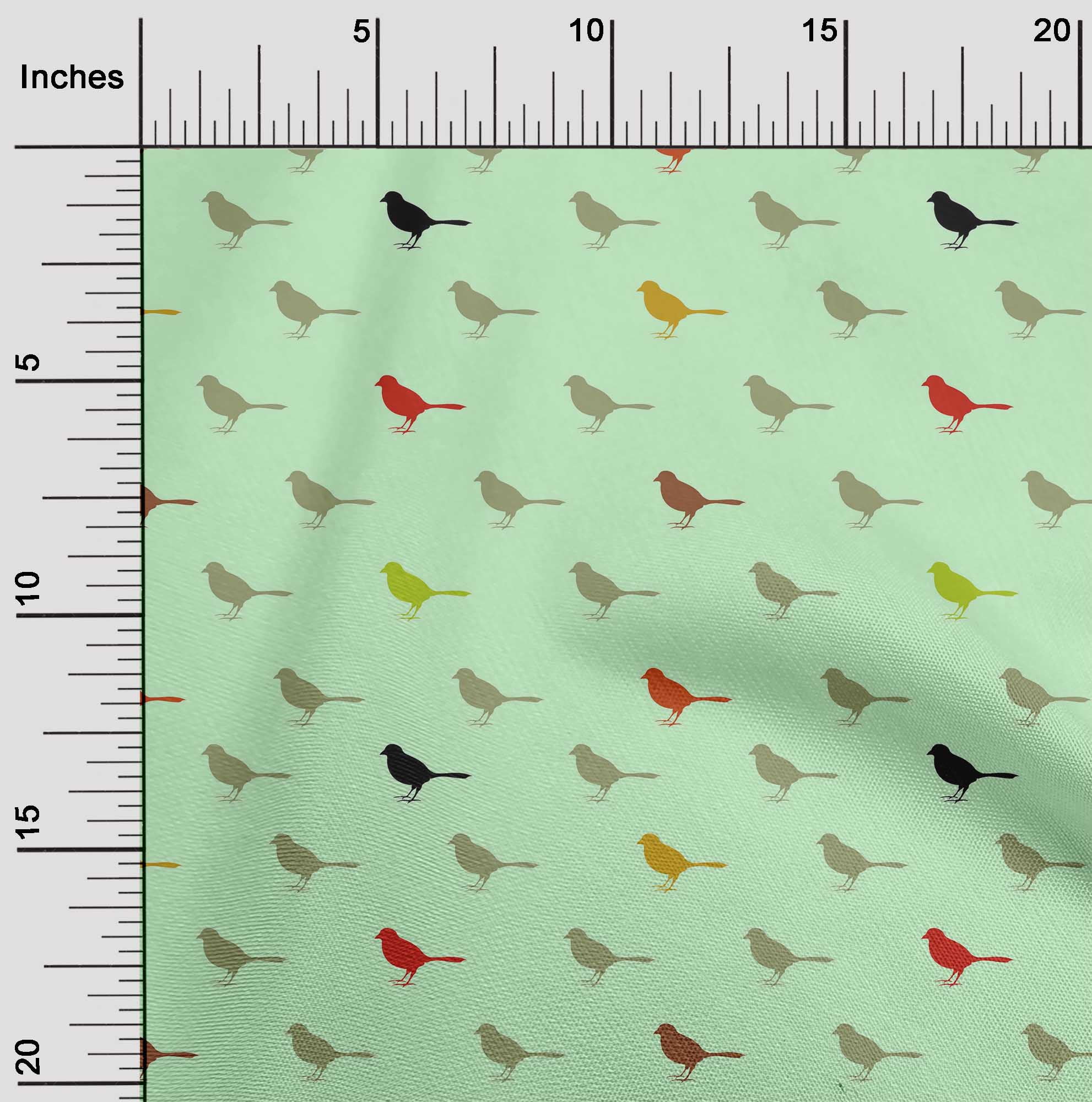 oneOone Silk Tabby Fabric Artistic Bird Print Fabric by The Yard 42 ...