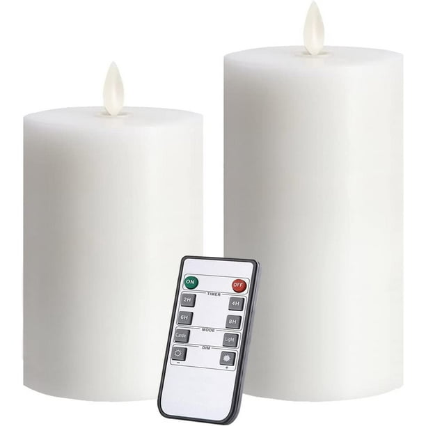 White Flameless Candles Set of 2 (3x5 inch/3x6 inch) Flickering LED ...