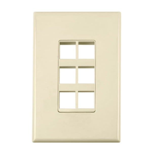 Construct Pro 6-Port Keystone Wall Plate with Screwless Face (Color ...