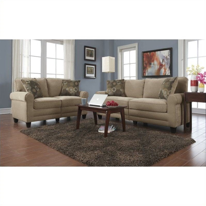 Serta RTA Copenhagen 2 Piece Fabric Sofa Set in Vanity - Walmart.com