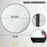 ZENSTYLE 36 inch Round Mirror Large Wall Mirror with Minimalist Metal ...