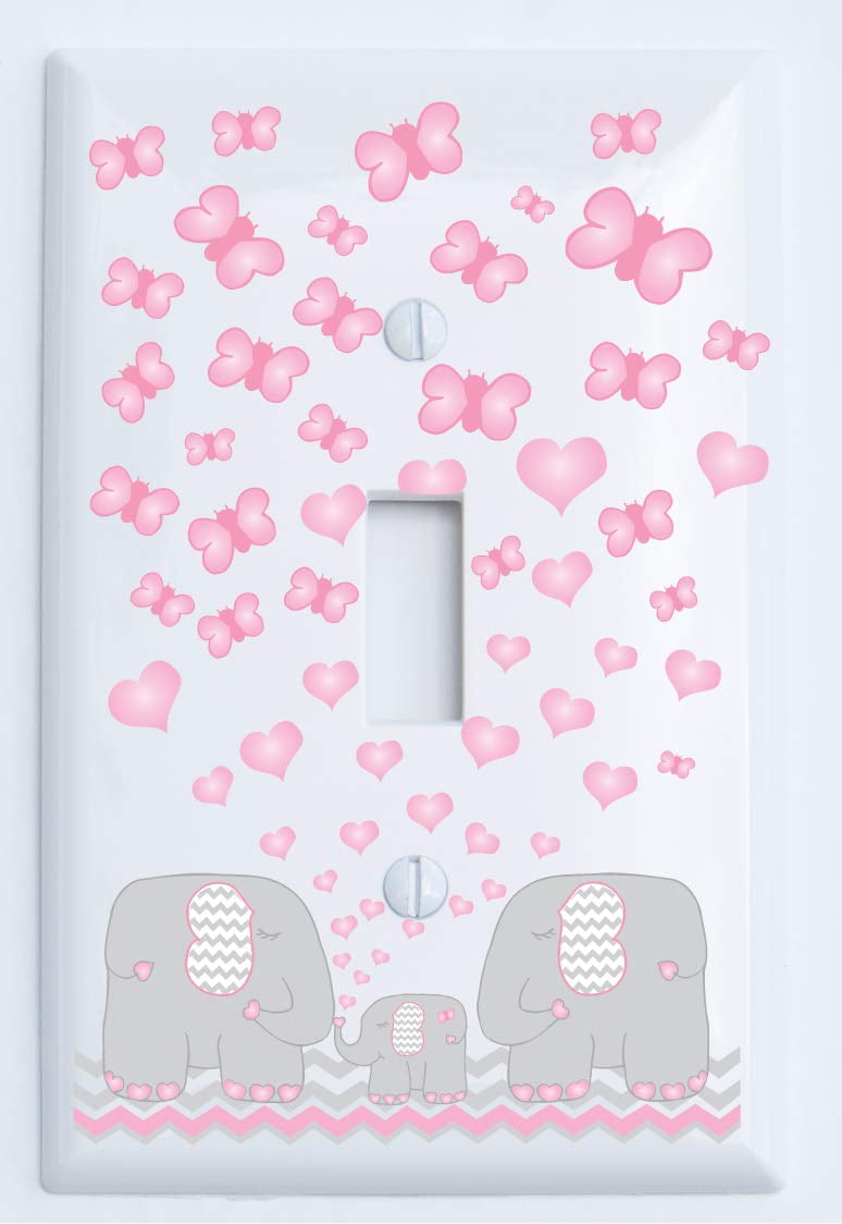 Pink Elephant Light Switch Plate and Outlet Covers Elephant Nursery ...