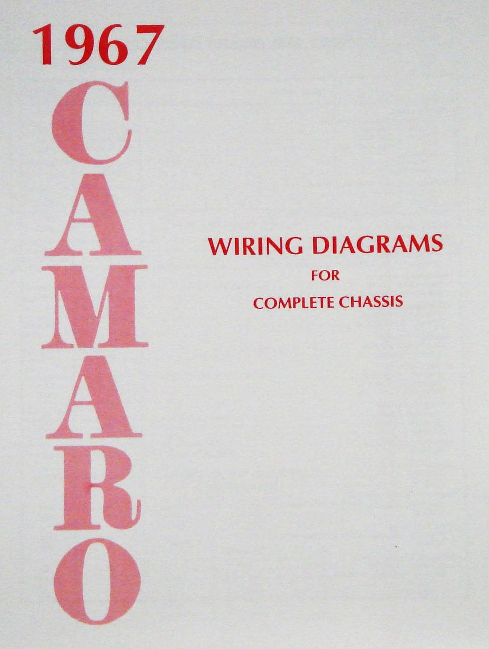 JEGS 91343 Wiring Diagram Manual 1967 Chevy Camaro Saddle Stitched w ...
