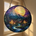 Aurora Sky Fantasy Stained Glass Suncatcher, Moonlit Castle River ...