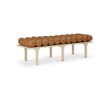 Meridian Furniture Landon Cream Vegan Leather Bench - Walmart.com