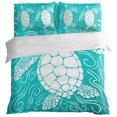 Abstract Summer Sea Turtle California King Size Bed Set,Ocean Creature ...