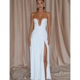 2026 Strapless Pleated High-Slit Draped Gown Long Dress with Goddess ...