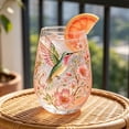 Embossed Glass Tea Cup Hummingbird Floral Gold Rim 14oz Clear Glass Mug ...