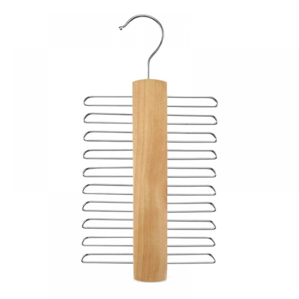 Wooden Tie Rack, 12 / 24 Storage Racks with Hooks, Belt Tie Bag, Anti ...
