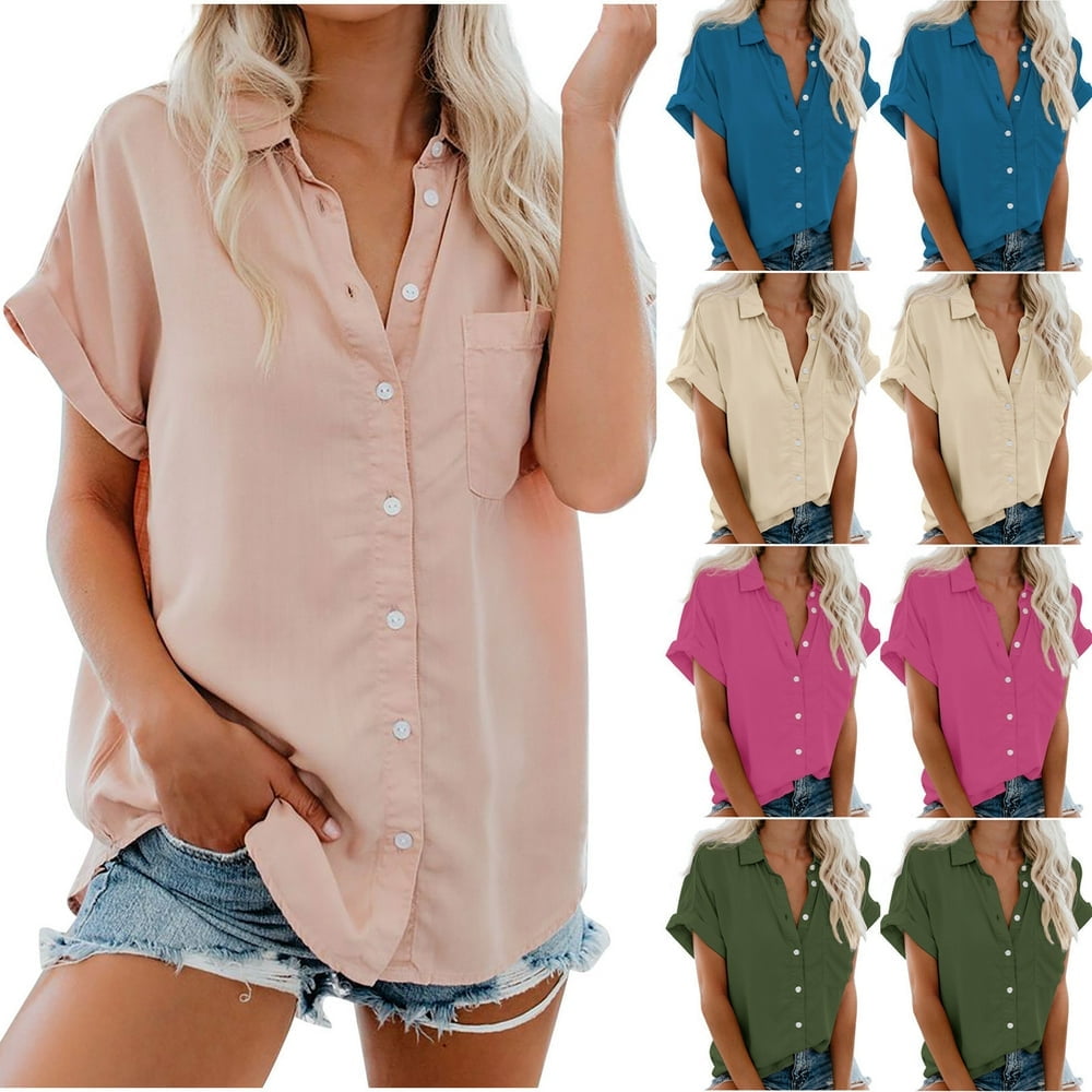 Click here for Choks Chok Womens Button Down Shirts Summer Casual... prices
