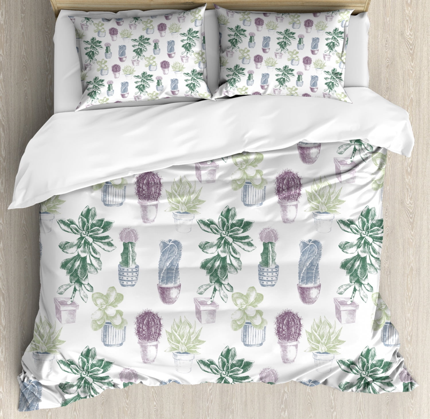Cactus Duvet Cover Set Queen Size, Mexican Local Plants Succulents ...