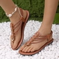 Brown Ladies Plus Size Solid Color Beach Roman On Sandals Cozy Summer ...