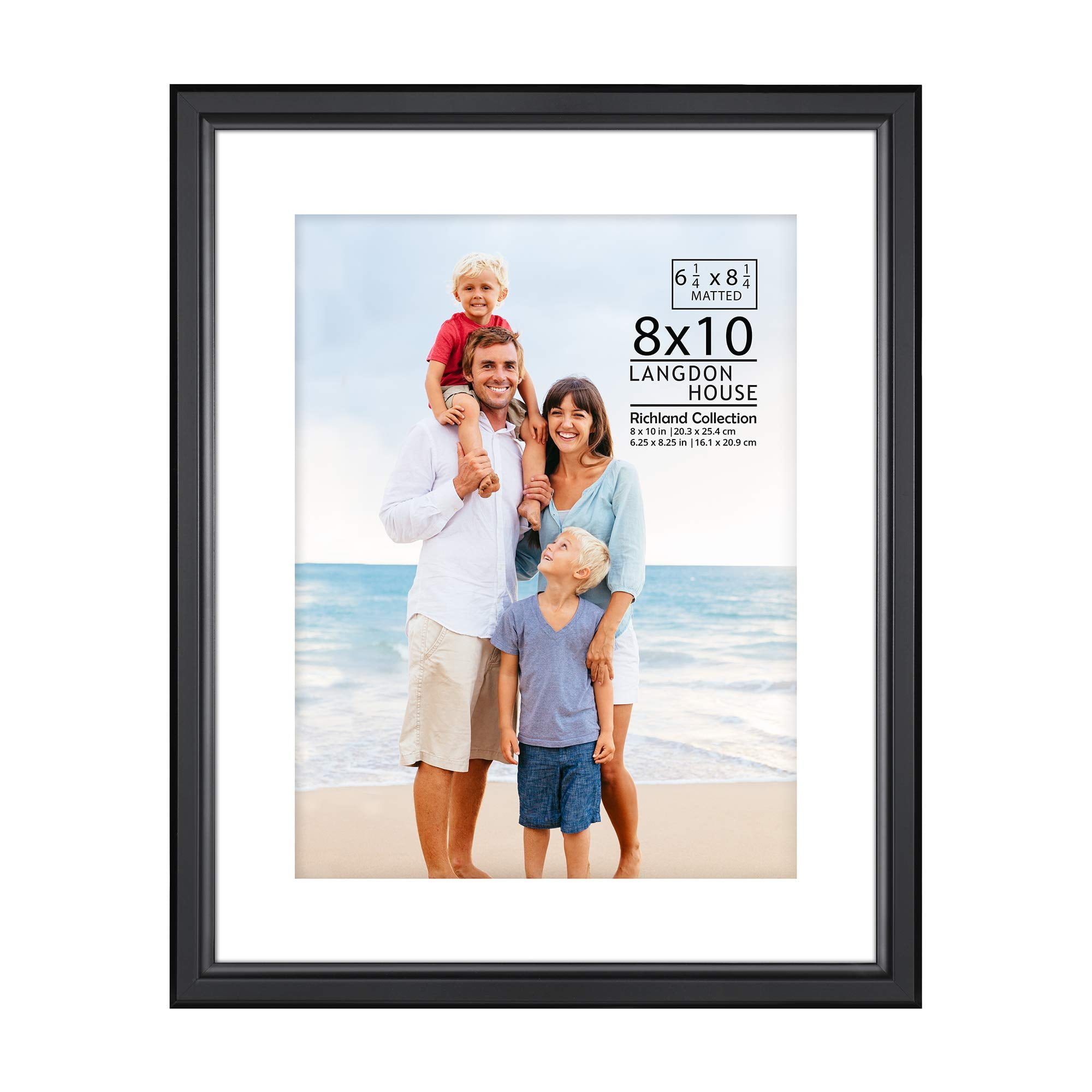 Langdon House 8x10 Black Picture Frame w/ Removable Mat, Modern ...