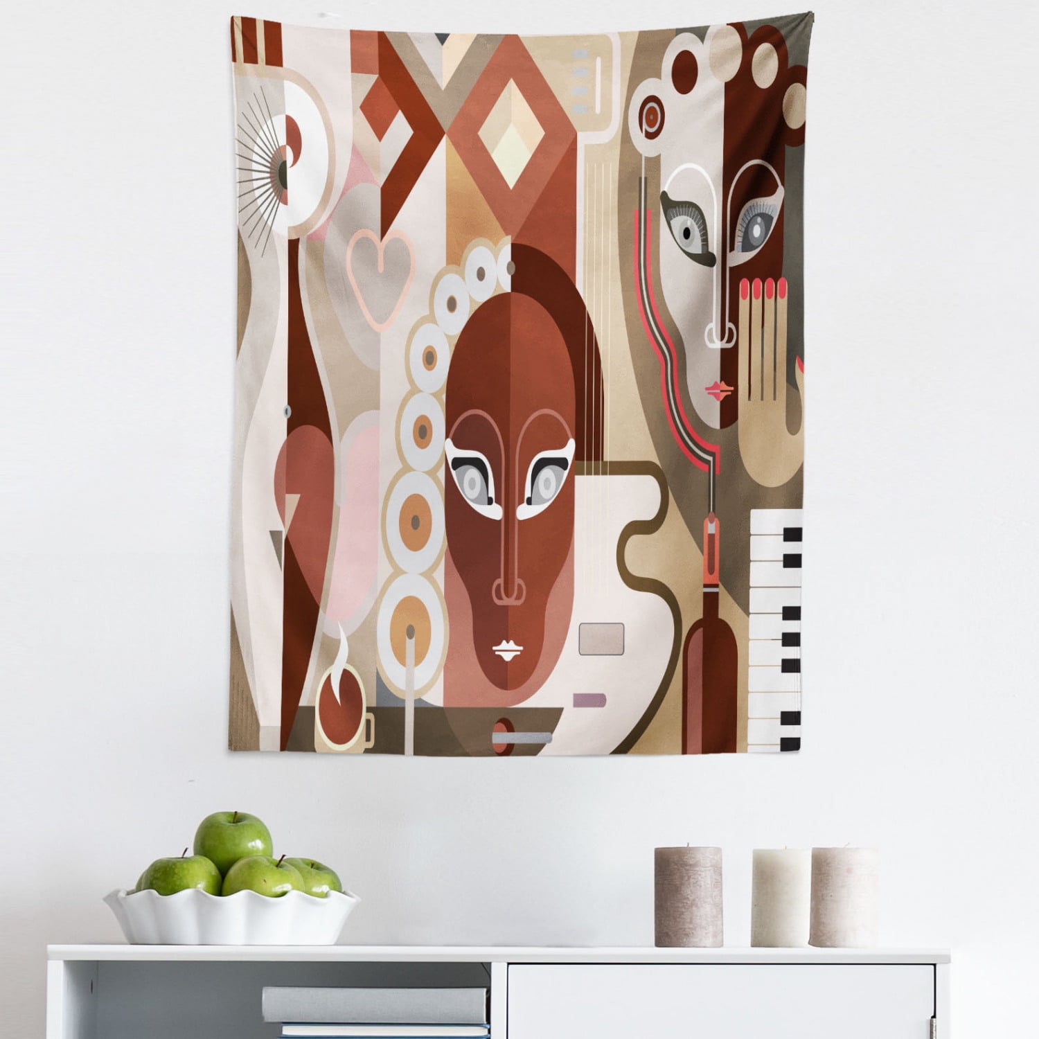 Music Tapestry, Abstract Style Fine Arts Themed Composition Shapes ...