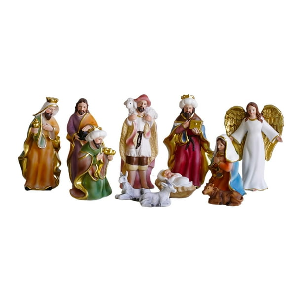 11 Pieces Nativity Scene Figurine Colorful Manger Set Ornaments ...