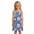 Blue and White Flowers Pattern Girls' Casual Dresses 2Y-8Y Sleeveless ...