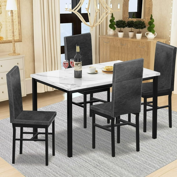 SYNGAR 5 Piece Dining Set, Modern Dining Table and Chairs Set for 4 ...