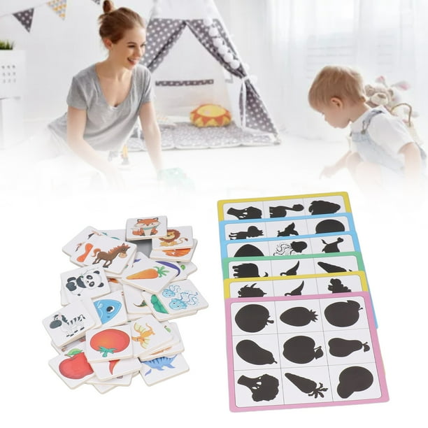 Shadow Matching Cards, Animal Fruit Pattern 36 Wood Blocks Shadow ...