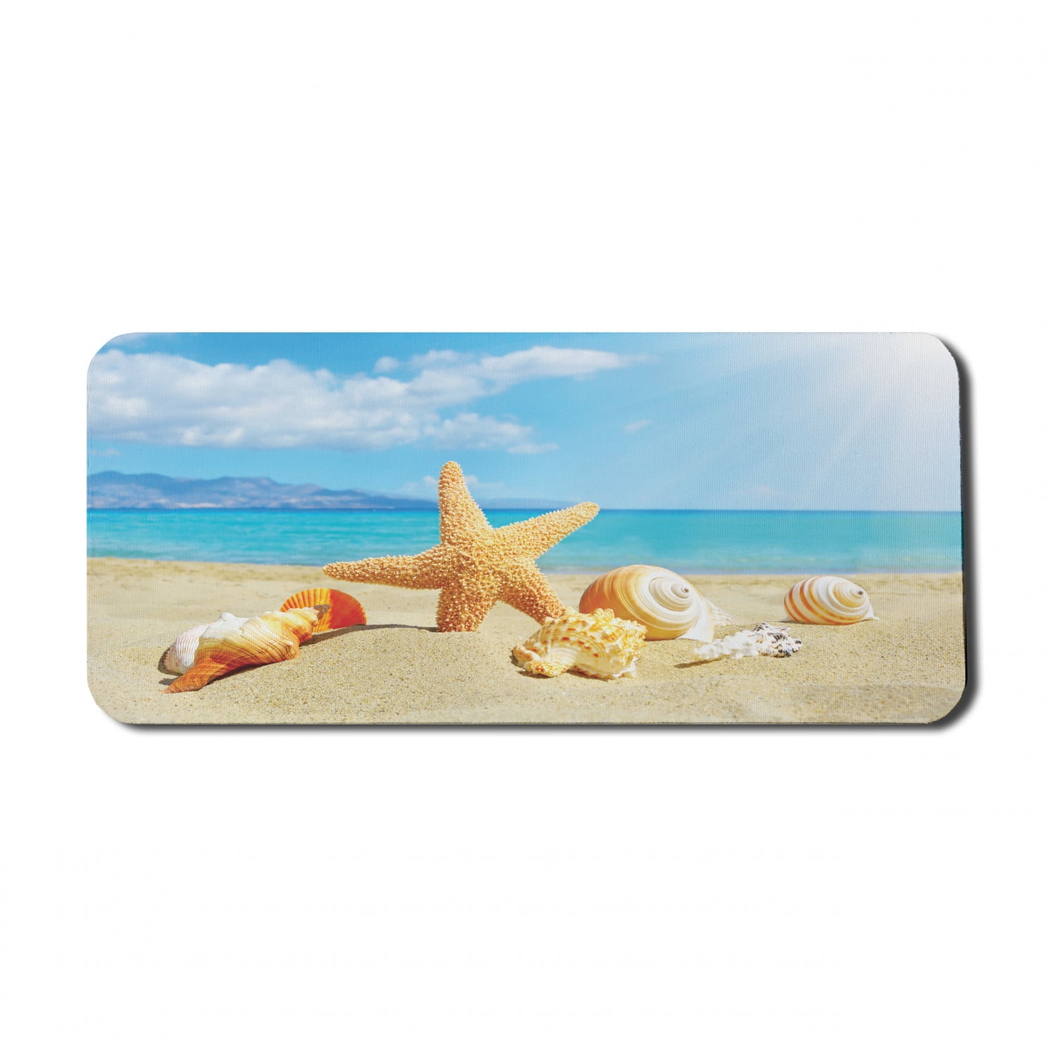 Seashells Computer Mouse Pad, Summer Beach Theme and Sand with Rays in ...