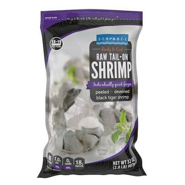 Seamazz 26/30 Peeled and Deveined Tail On Raw White Shrimp, 2 Pound ...