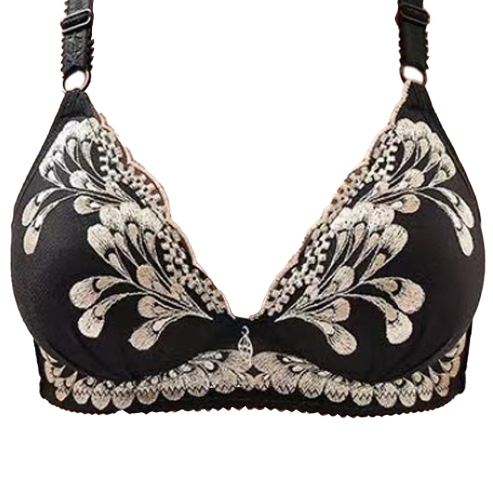 Sexy Hollow out Embroidery Bra Thin Cotton Cup Adjustable Underwear ...
