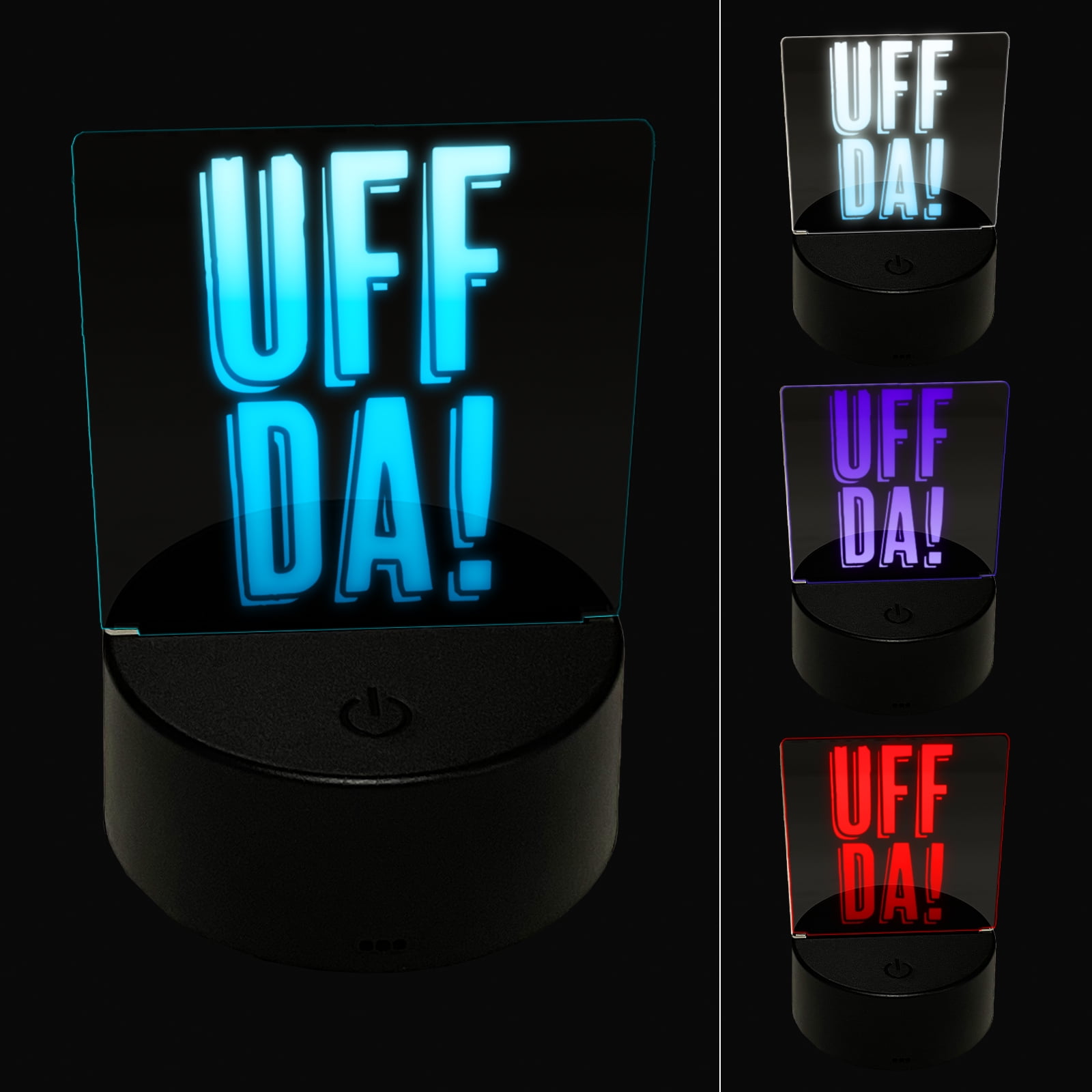 Uff Da Norwegian Ah Oh No Oops Drats Fun Text LED Night Light Sign 3D ...