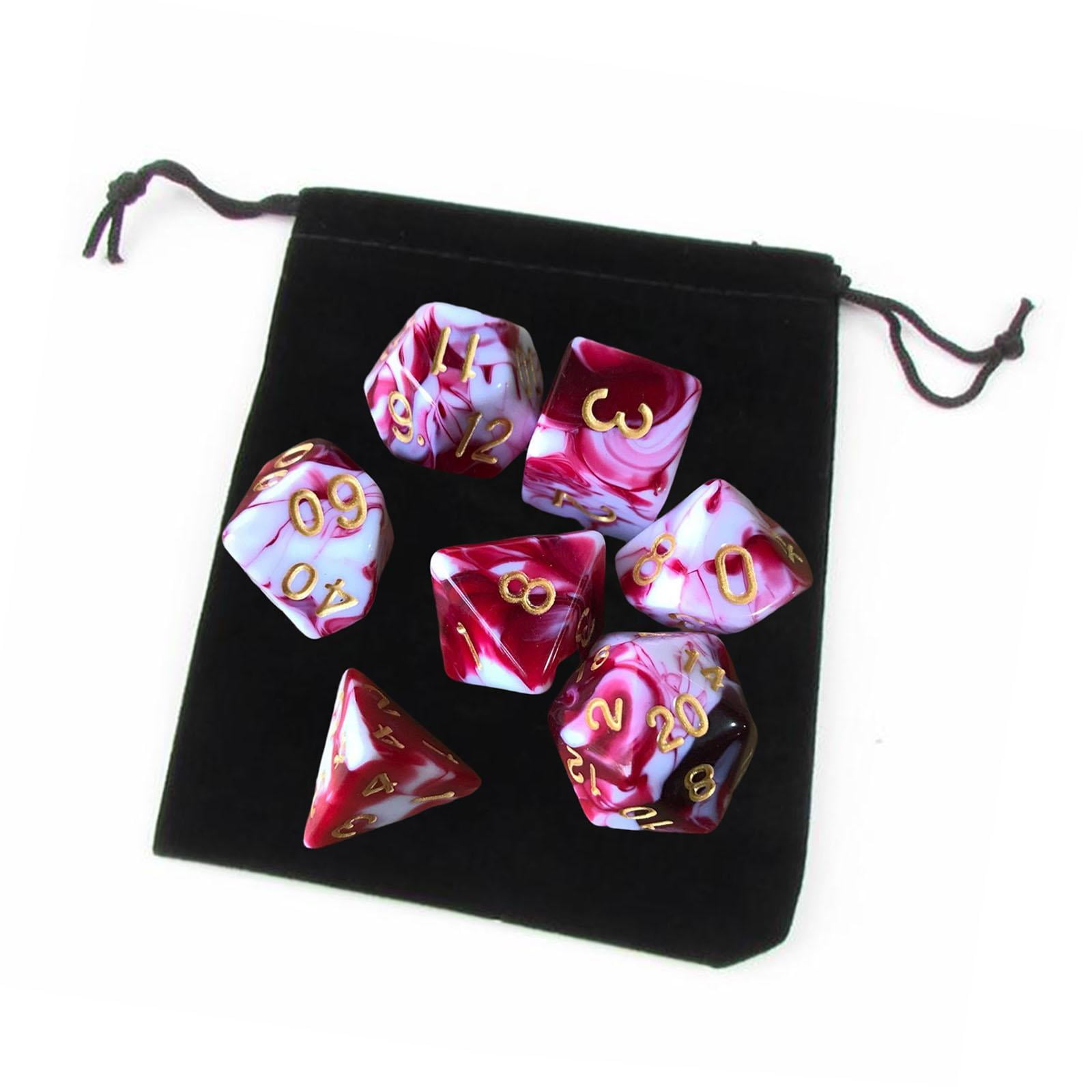 Set of 7 Polyhedral Dices Toys D8 D10 D12 D20 with Pouch for DND Role ...