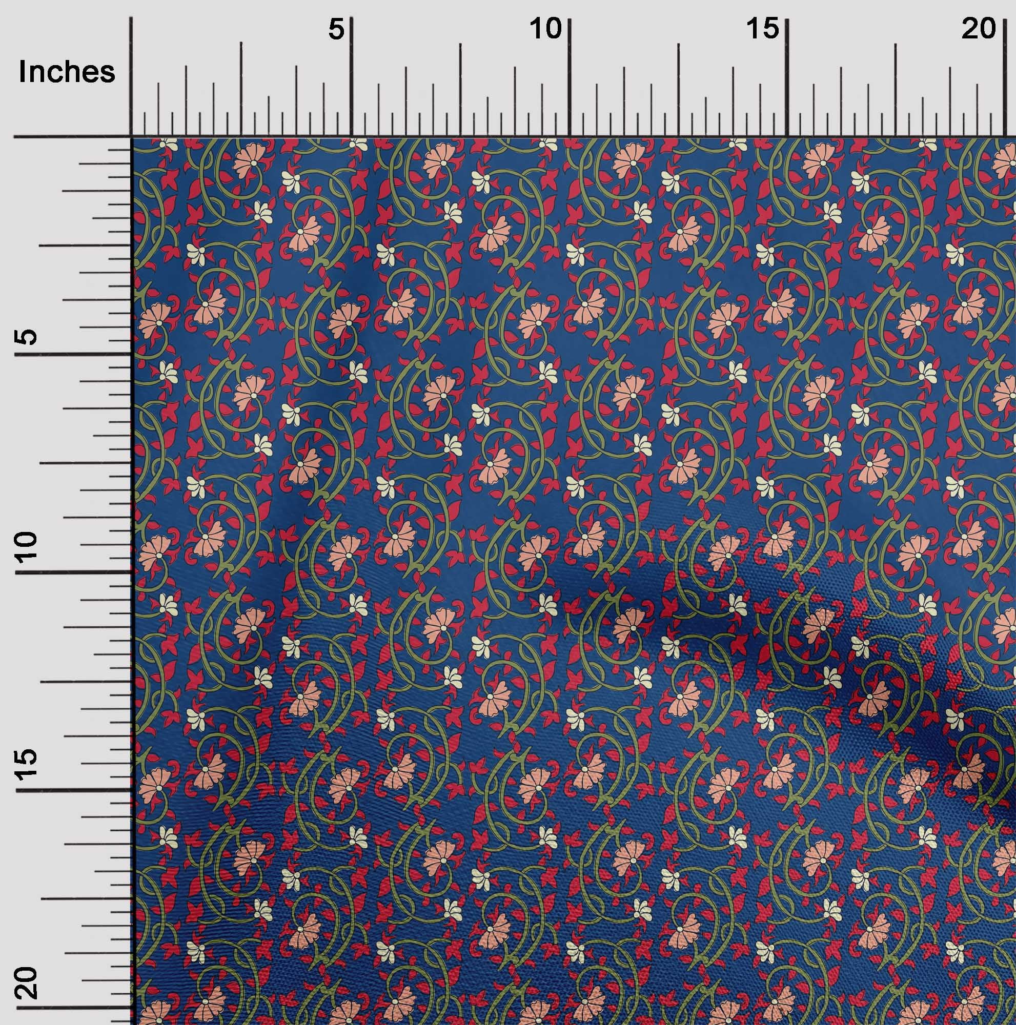 oneOone Silk Tabby Fabric Leaves & Floral Block Print Fabric By Yard 42 ...