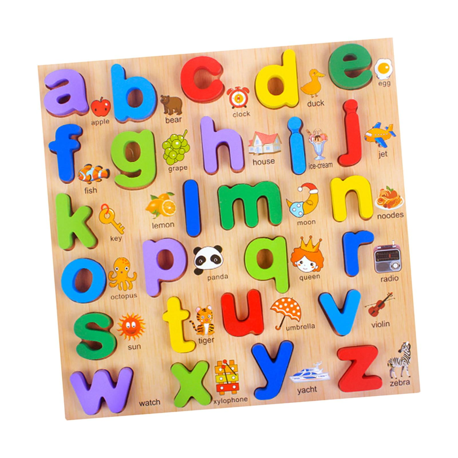 Wood Letter Animal Word Puzzle Alphabet Toys Gift Educational Toys Early Educational Learning Puzzle Board Learning Alphabet Girls Boys Kids Lower case Walmart