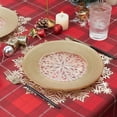 Mosayt Christmas Round Snow Placemats Set of 6，Gold Vinyl Metallic ...